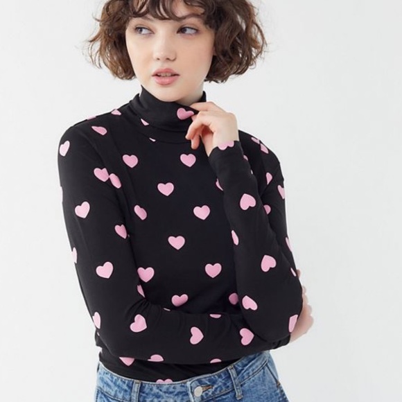 Lazy Oaf | Tops | Lazy Oaf Black Heart Turtleneck Size 6 | Poshmark